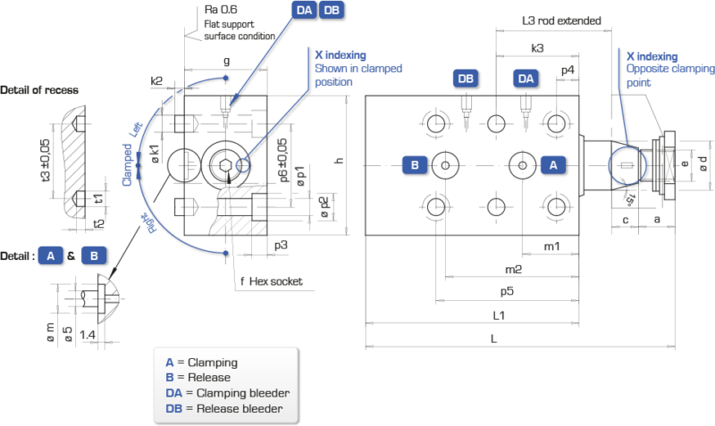 Double-acting swing clamp - 250 bar - Flanged block PBF : Swing clamps ...