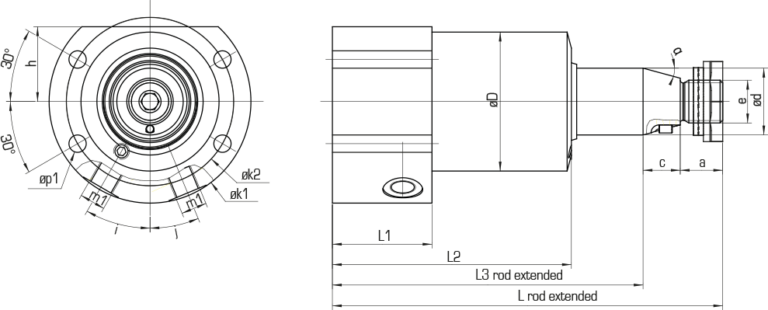 Double-acting swing clamp - 250 bar - Fastening with base with counter ...