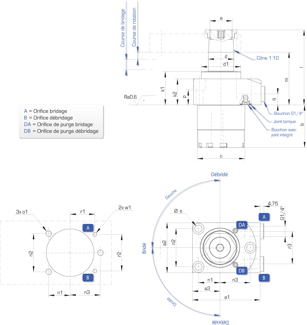 Vérin pivotant universel double effet - 500 bar. Alimenté par ...